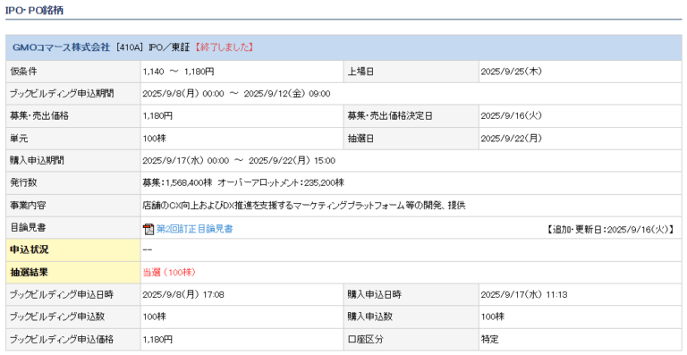 GMOコマース（410A）上場寄り付きました ｜ ipo株情報